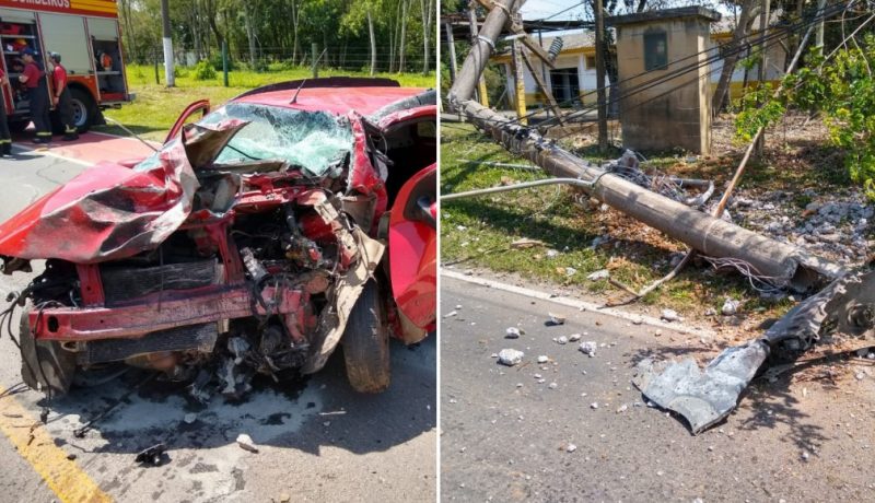 FOTOS: Batida contra poste em Criciúma mata homem de 42 anos
