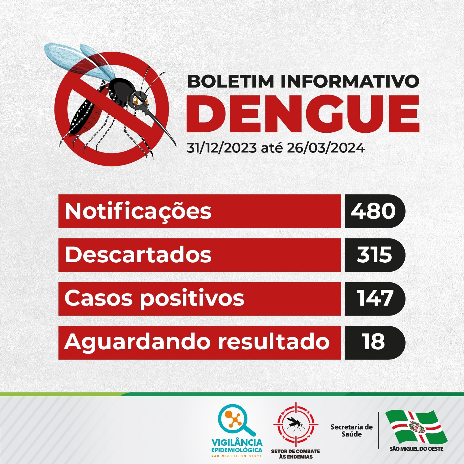 Município do Oeste de SC confirma epidemia de dengue