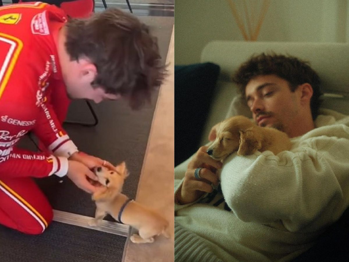 Charles Leclerc celebra desemprenho em treinos com cachorro