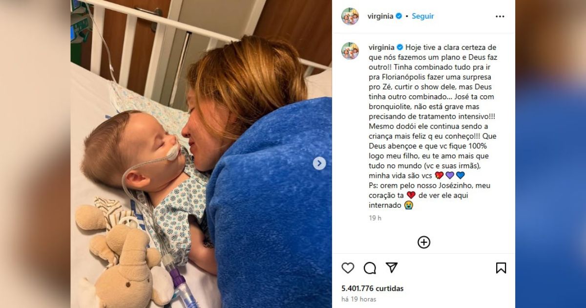 Filho de Virginia Fonseca é internado em hospital de Goiânia