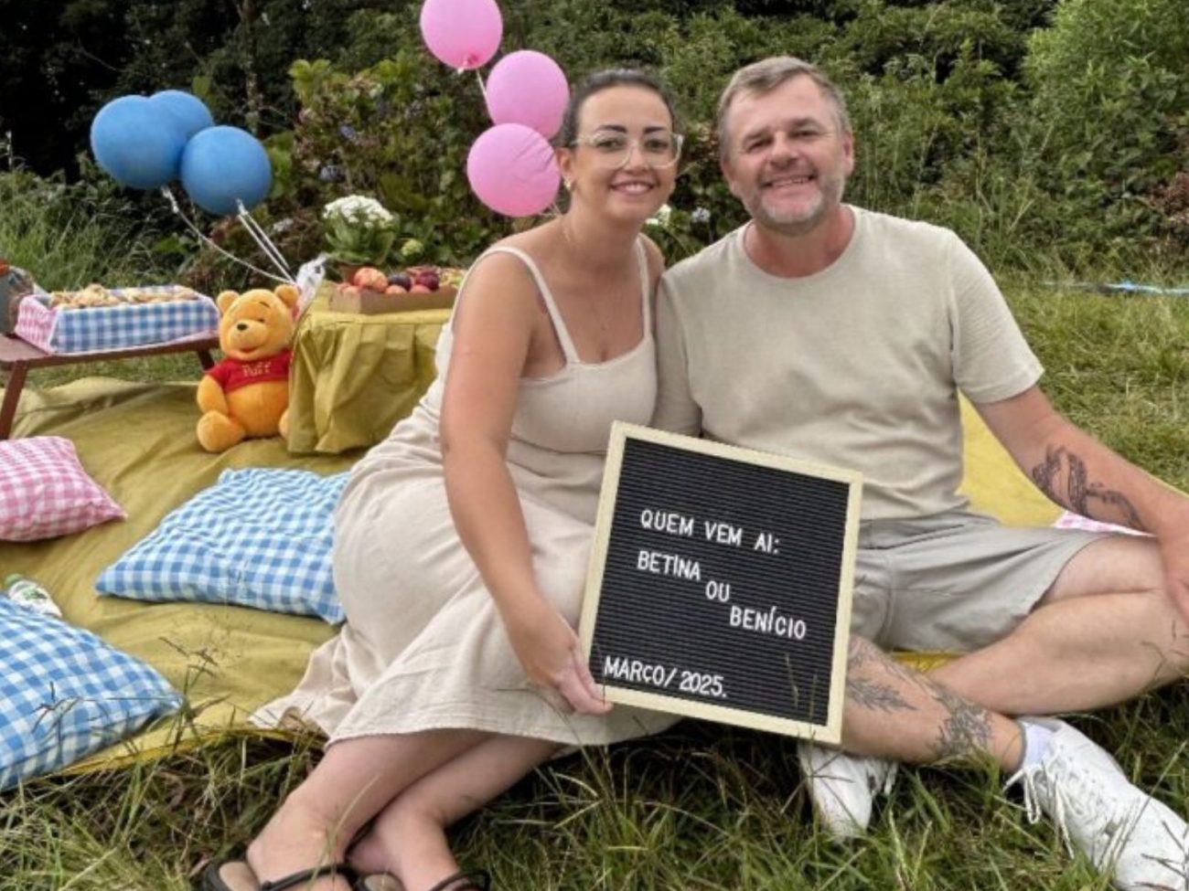 Morro Azul: Casal faz chá revelação de filho com parapente