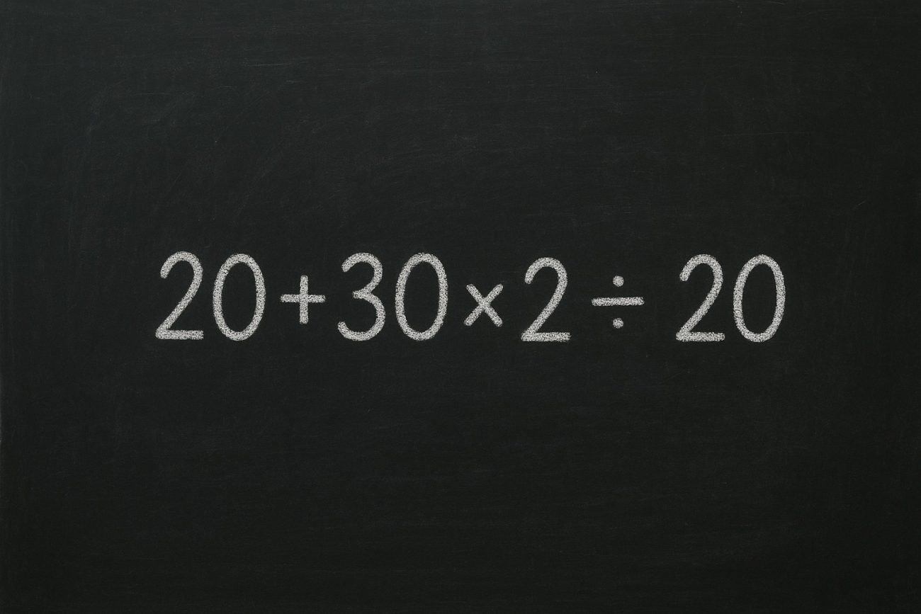 20+30×2÷5+20O: resolva esse cálculo matemático simples