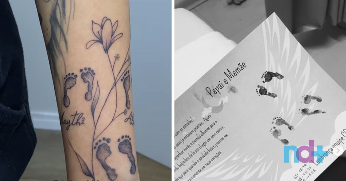 Mãe eterniza trigêmeas com tatuagem após perda trágica