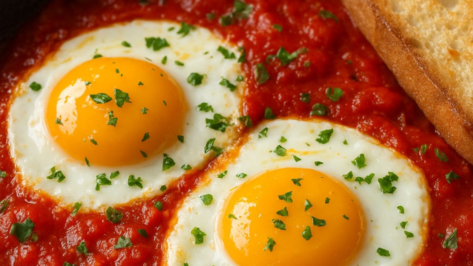 Use molho de tomate para fazer o ovo frito perfeito