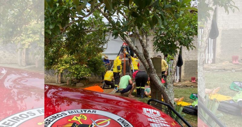 Mulher cai em poço e precisa ser resgatada em SC