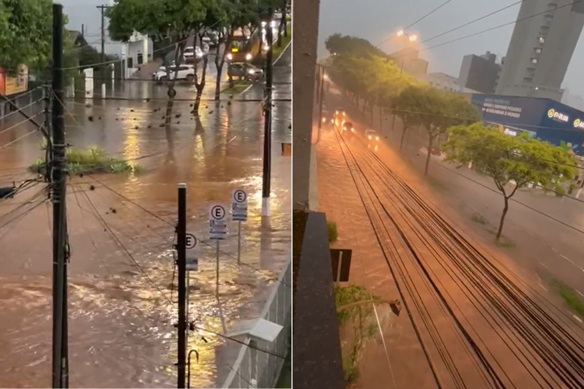 Chuva em Chapecó: água alaga ruas e casas e derruba muros