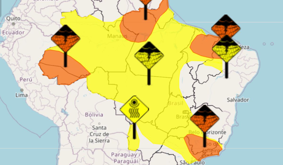 Inmet emite alerta laranja para chuvas intensas em 16 estados