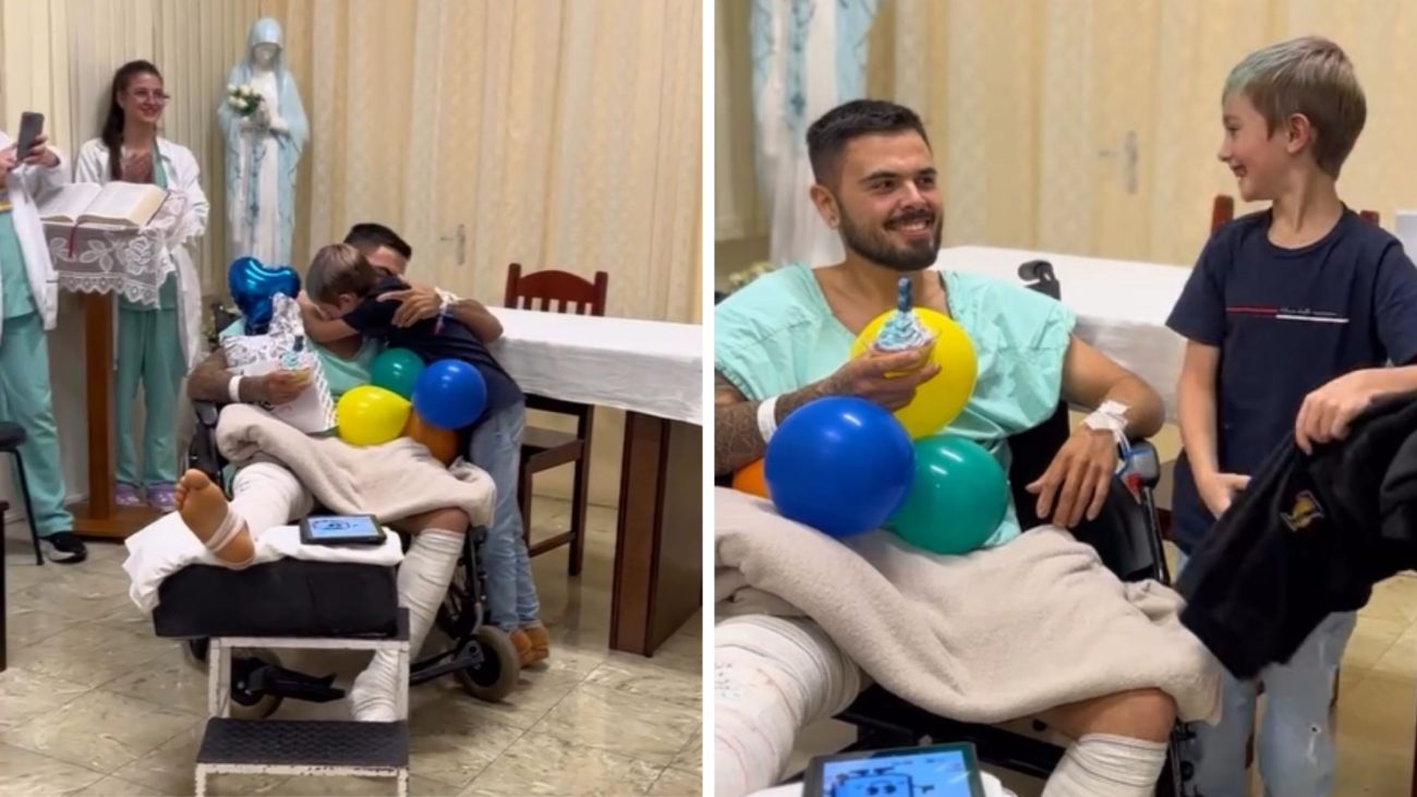 VÍDEO: Pai na UTI surpreende filho e emociona hospital em SC